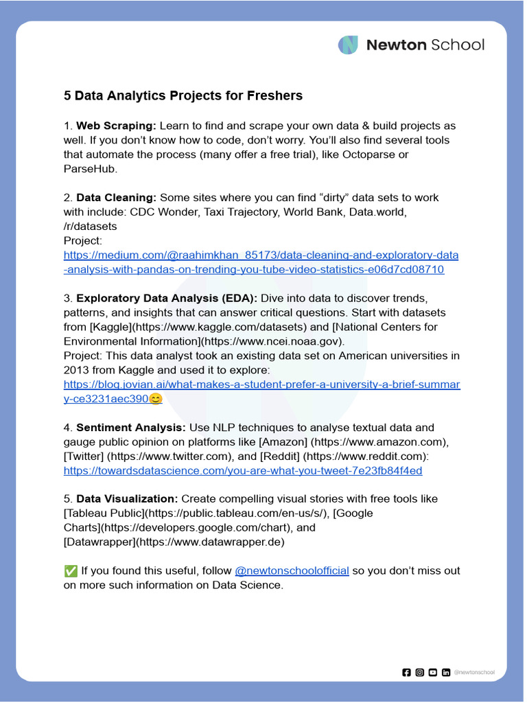 5 Data Analytics Projects For Freshers | PDF