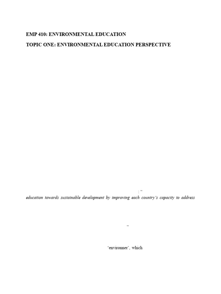Emp 410 Topic 1 Environmental Education Perspectives | PDF