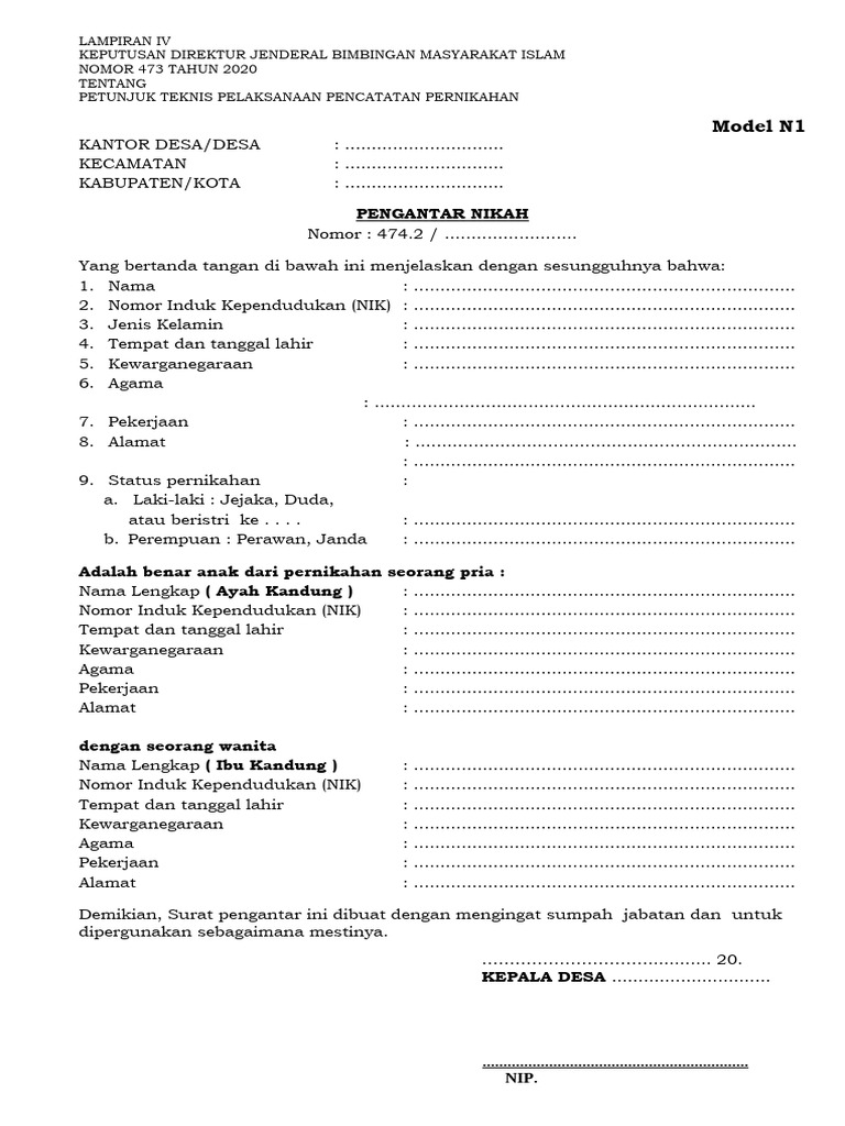 Formulir Nikah 2021 | PDF