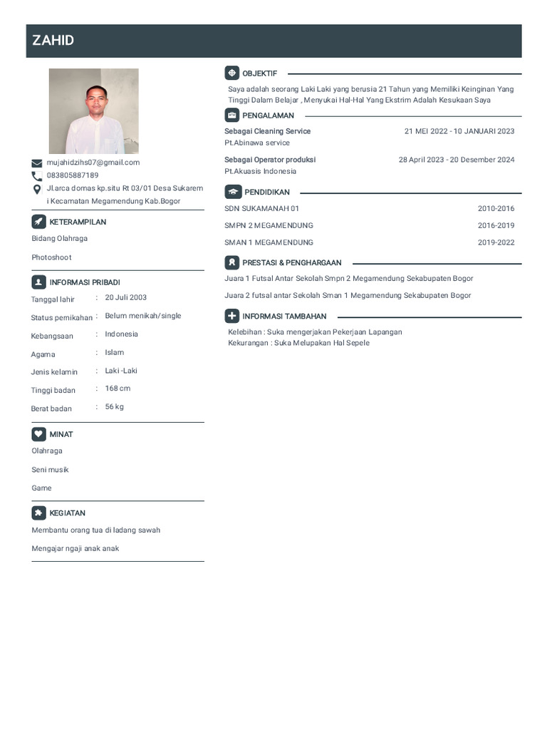 Cv baru Zahid 2025 | PDF