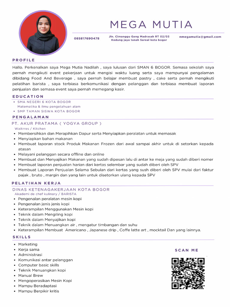 Mega Mutia Nadilah - CV | PDF