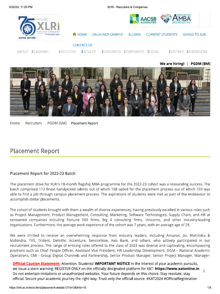 XLRI - XLRI-MBA-Placements-Report-Batch-of-2022-23 | PDF