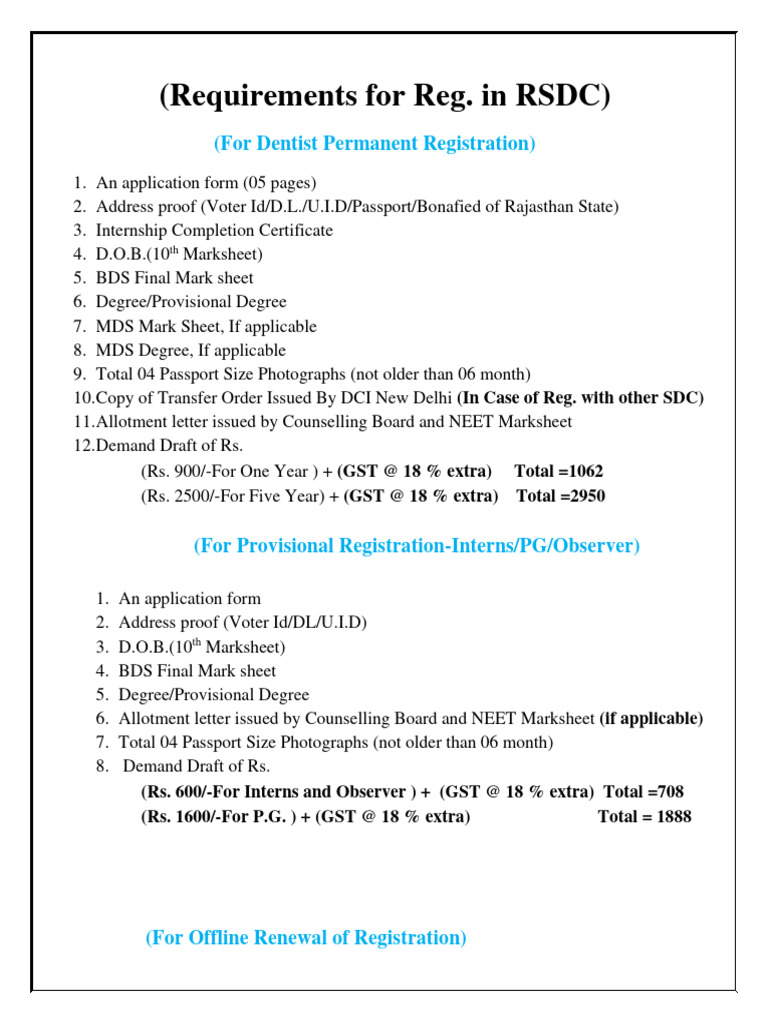 Requirements For Registration in RSDC | PDF | Government And Personhood | Authentication