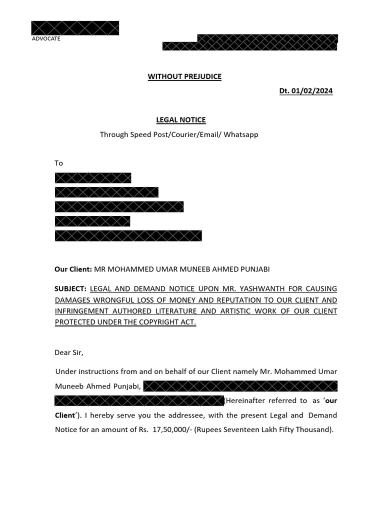 Umar Punjabi Legal Notice BM | PDF | Criminal Law | Foreign Exchange Market