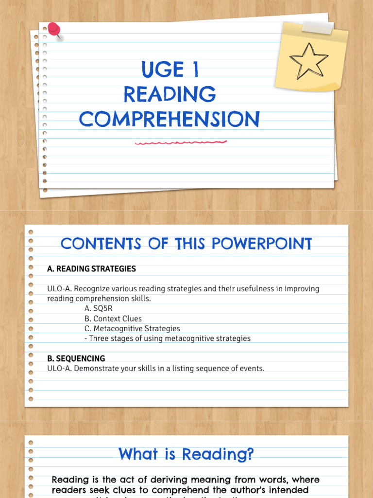 01 - UGE 1 WEEKS 1 3 Reading and SQ5R | PDF | Reading Comprehension ...
