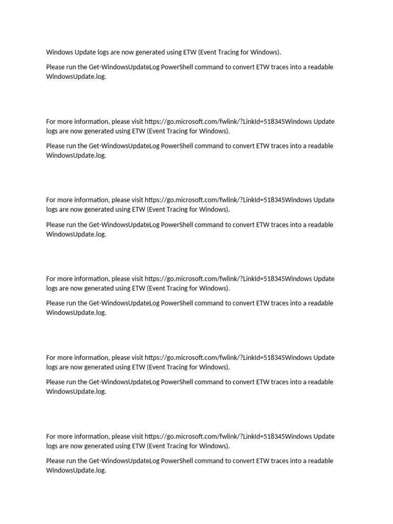 Windows Update logs are now generated using ETW | PDF