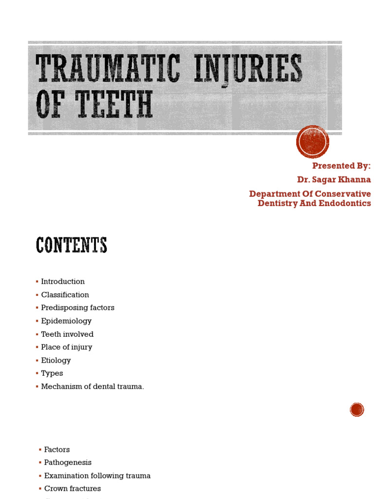 Overview of Dental Trauma Classifications | PDF | Human Tooth | Tooth ...