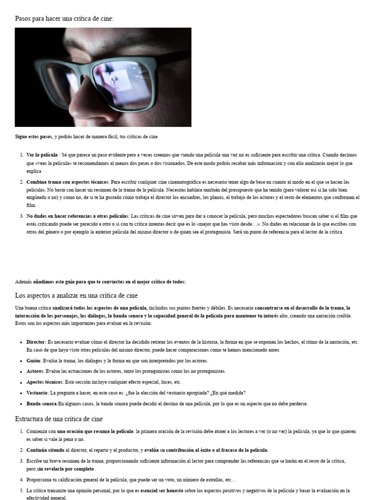 Guía para escribir críticas de cine | PDF