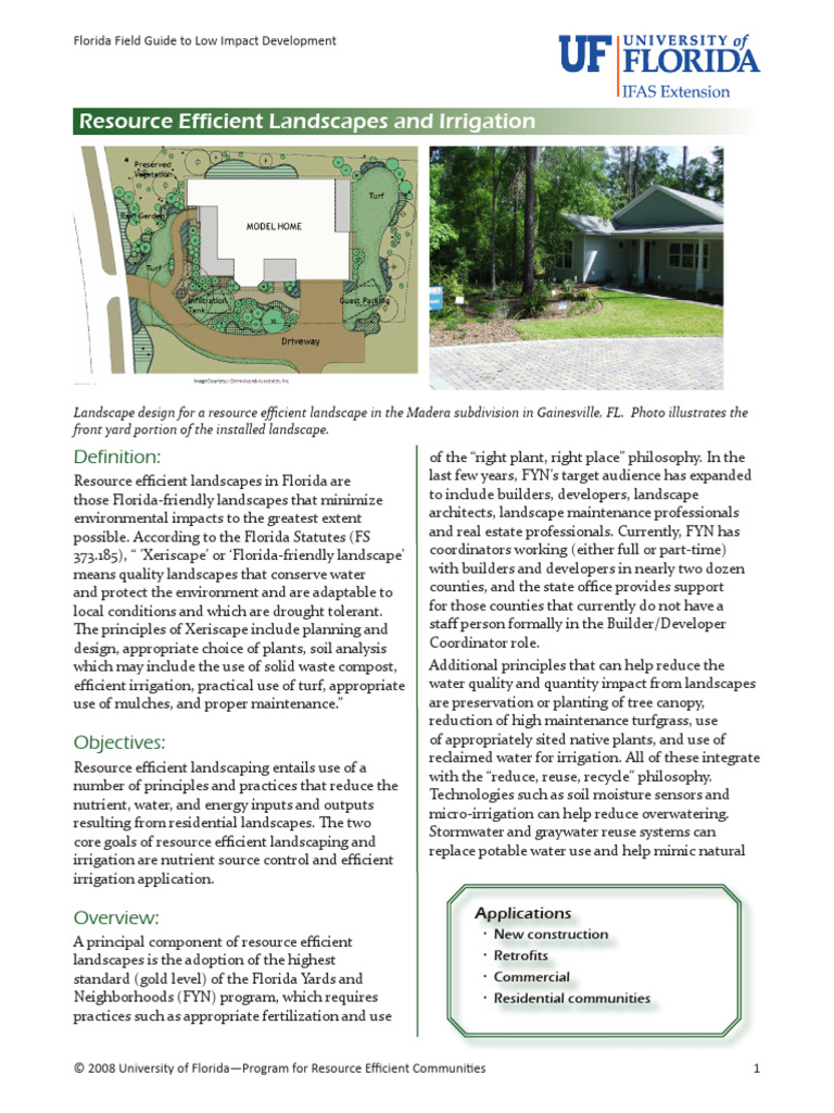 Fact Sheet Resource Efficient Landscapes and Irrigation | PDF ...
