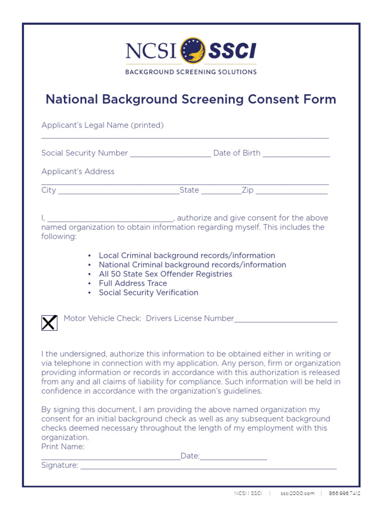 National Background Screening Consent Form | PDF
