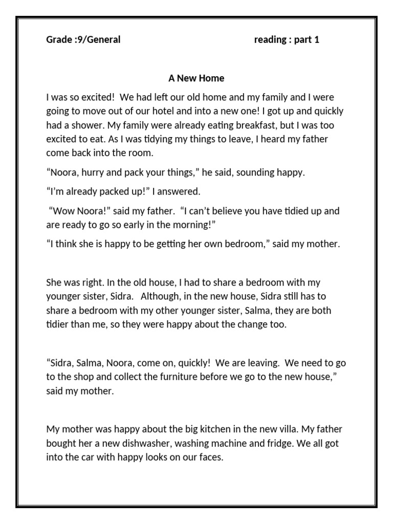 Grade 9 Genaral - Reading Part 1 | PDF