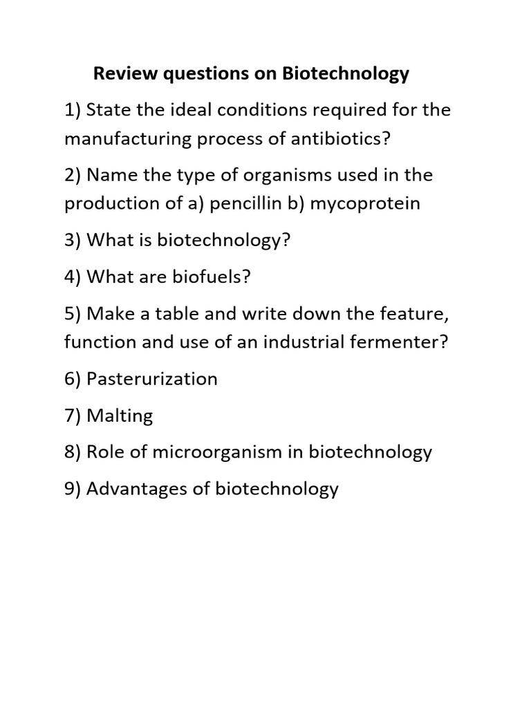 Biotechnology Review Questions | PDF