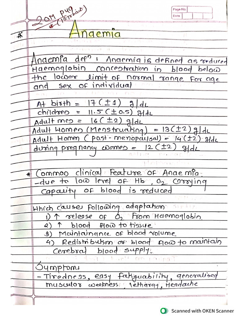 Anaemia With Classification Pathology | PDF
