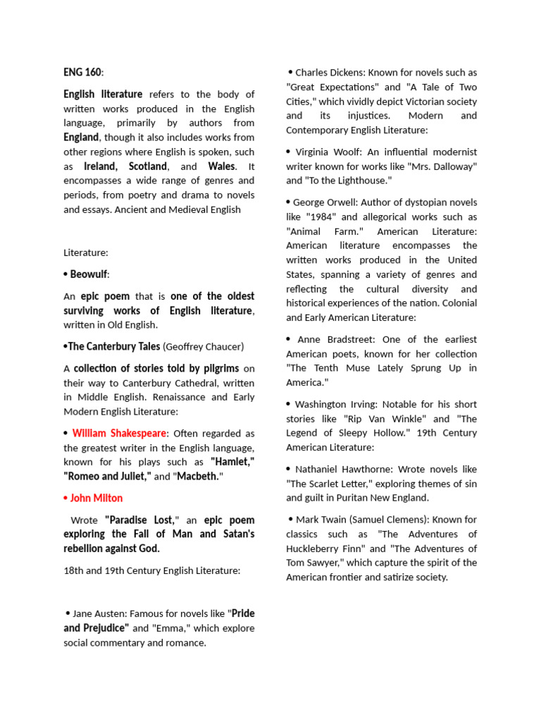 Eng 160 Reviewer Update | PDF | English Literature | Sonnets