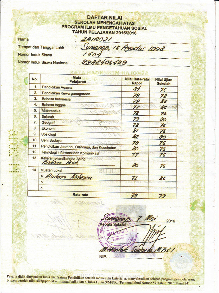 Nilai Ijazah Sma | PDF