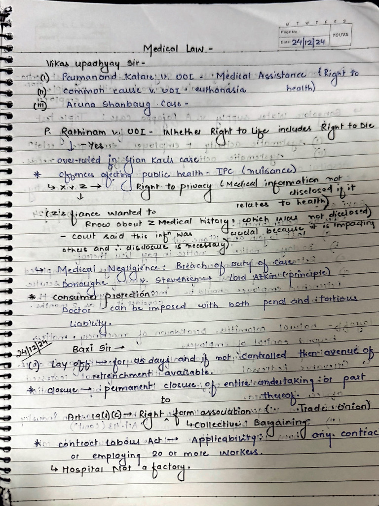 Medical Law Notes | PDF