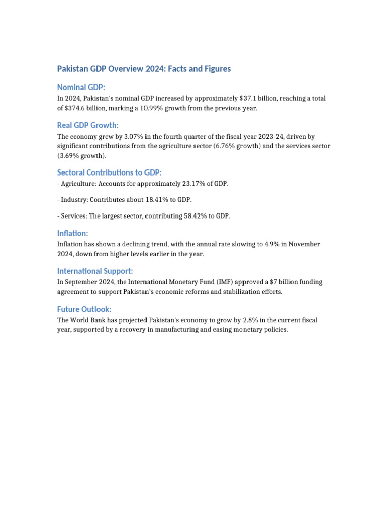 Pakistan GDP Overview 2024 | PDF