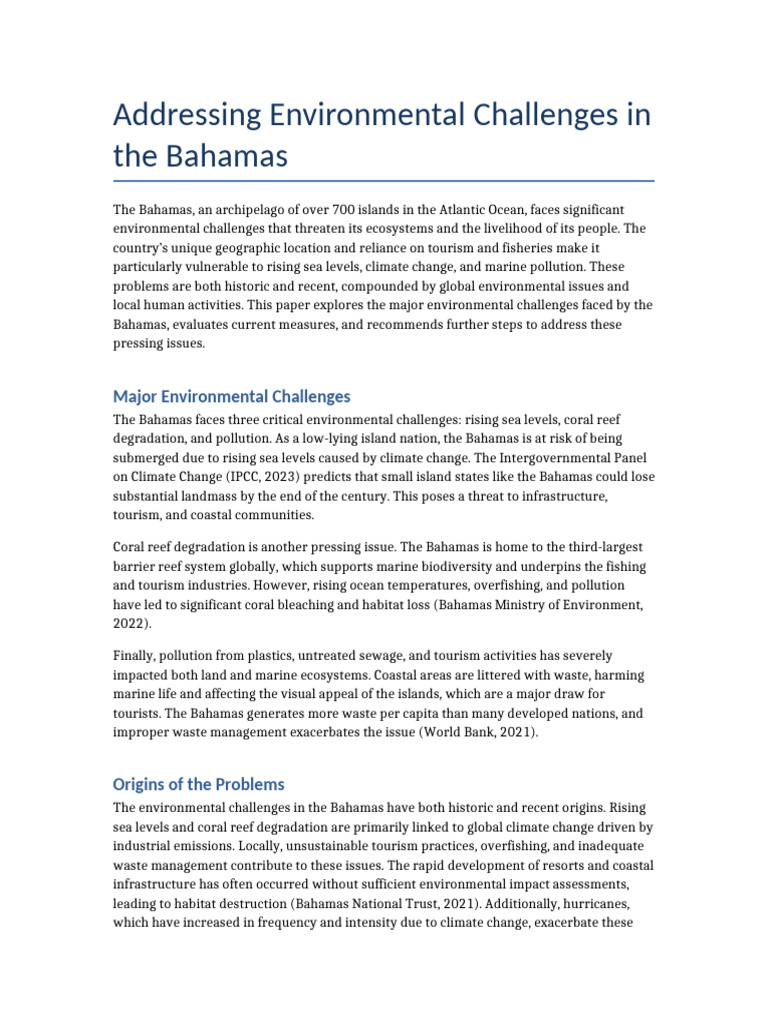 Environmental Challenges in Bahamas | PDF | Sustainability | Habitat ...