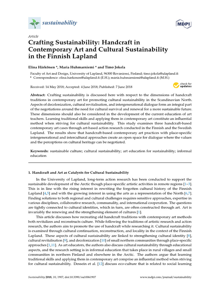 Handcraft and Cultural Sustainability in Lapland | PDF | Traditions ...