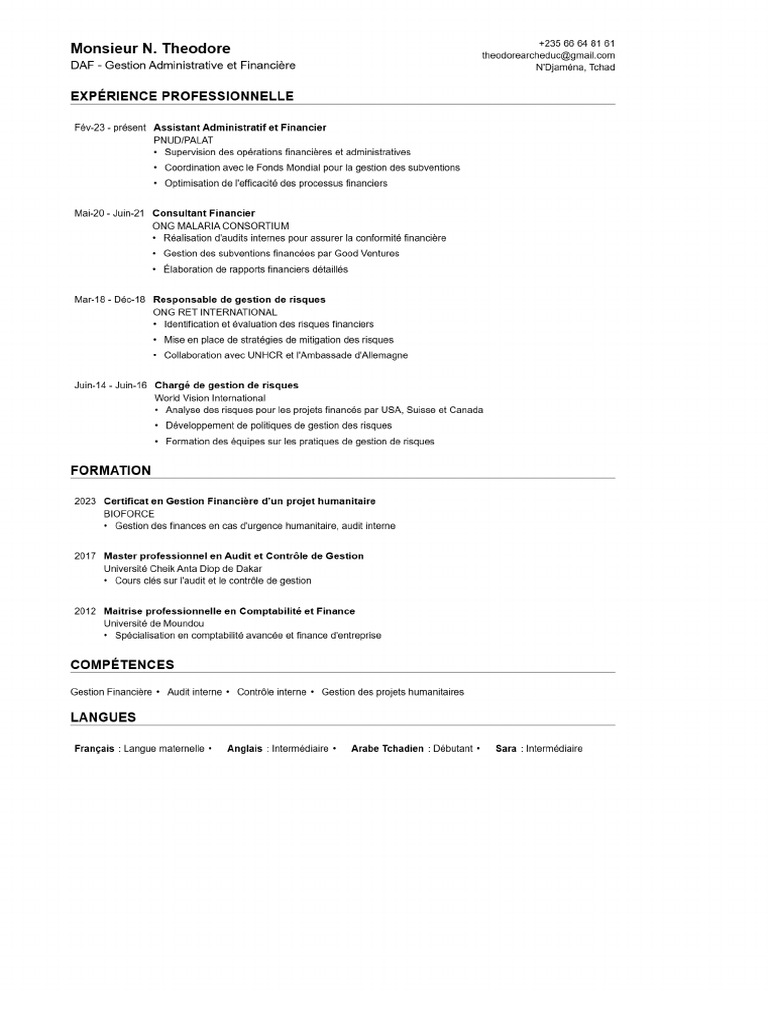 Monsieur_N._Theodore_CV_FR | PDF