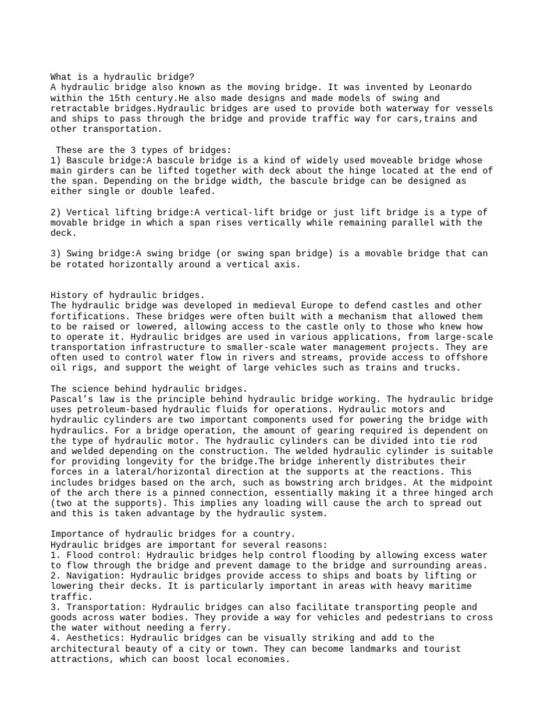 Phy Hydraulic Bridge Notes | PDF | Bridge | Hydraulics