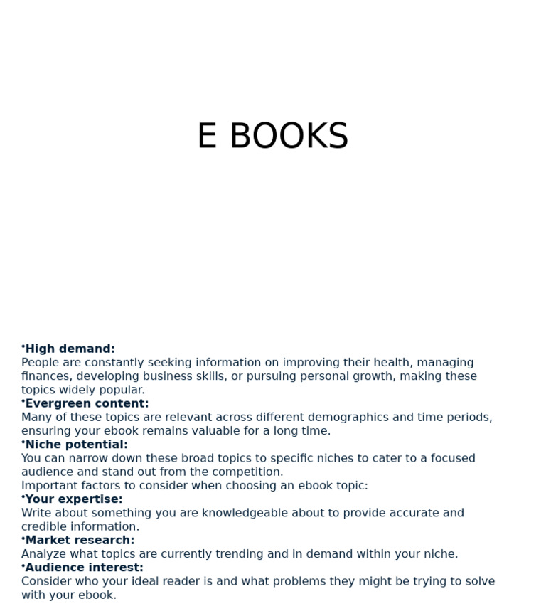 Choosing Profitable eBook Topics | PDF