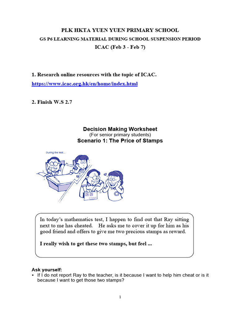 P6-GS-Week1-Corruption and ICAC Exercise | PDF