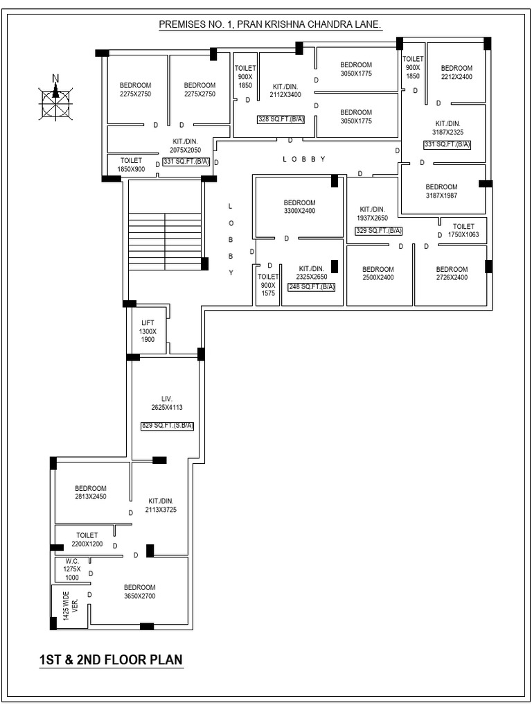 (1ST & 2ND FLOOR PLAN ) 1, PRAN KRISNA CHATTERJEE LANE-Model-1 | PDF