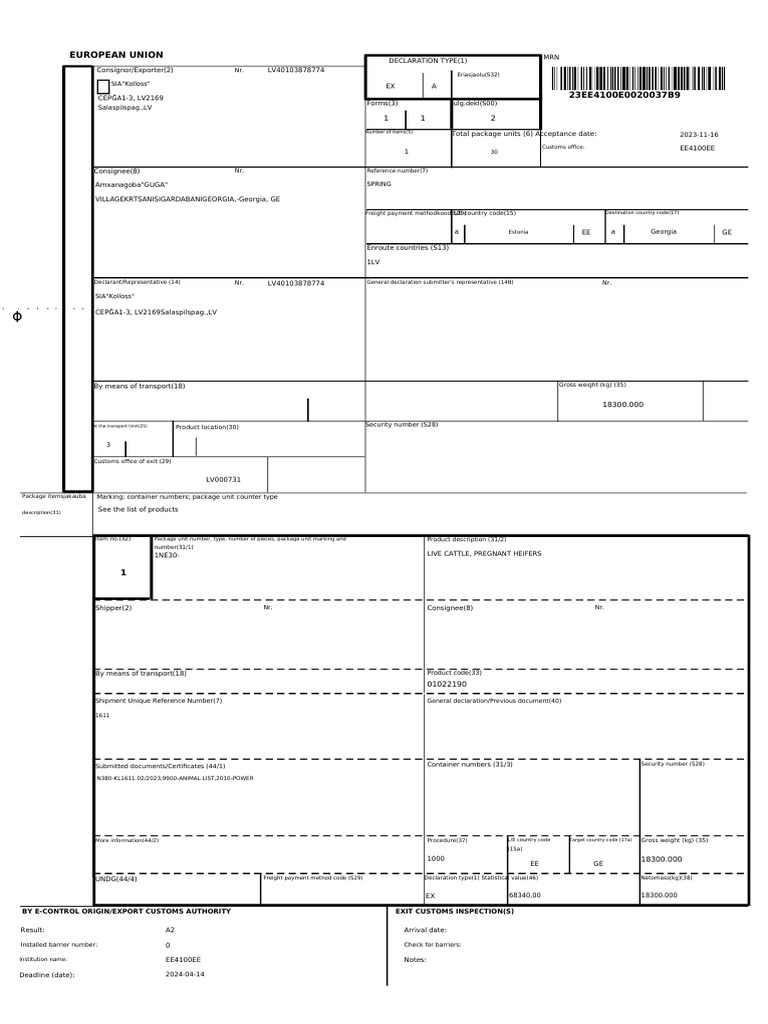 Translated 20231116 - EAD - 23EE4100E0020037B9 - Et To en | PDF | Cargo ...