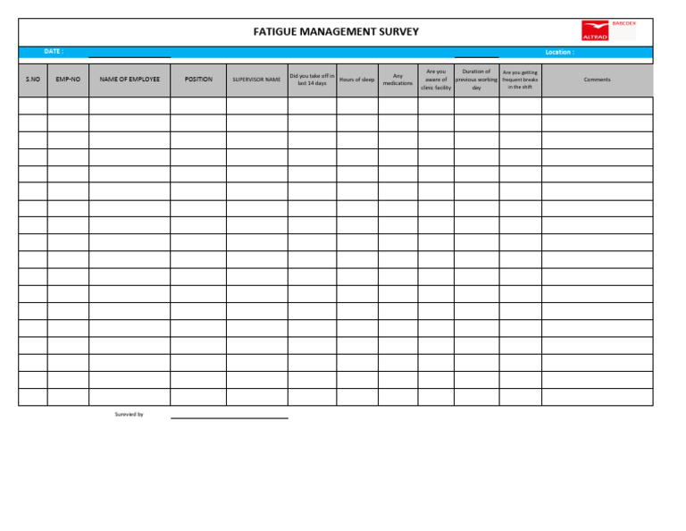 Fatigue Management Survey | PDF