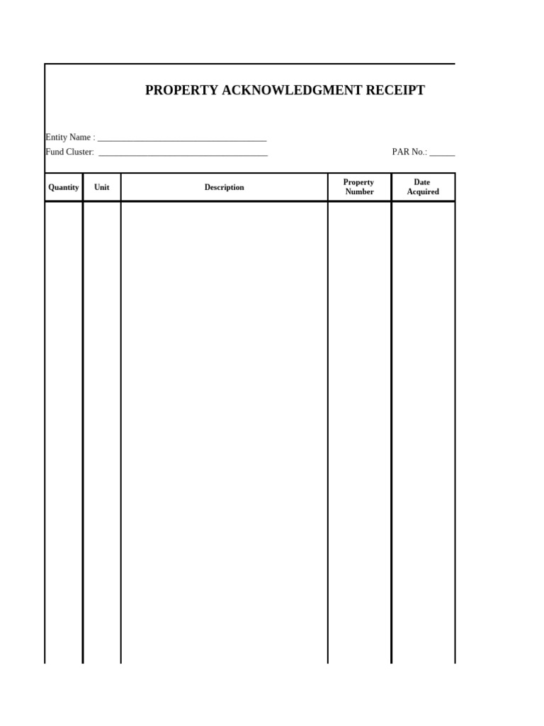 Property Acknowledgment Receipt | PDF