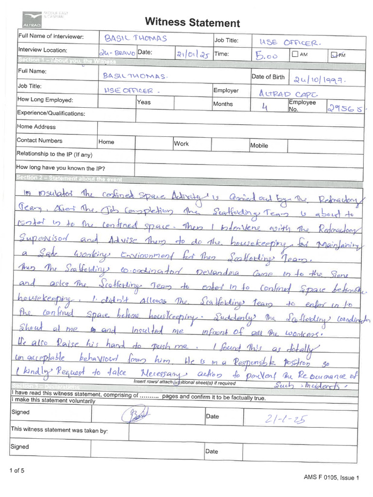 Basil HSE Officer | PDF