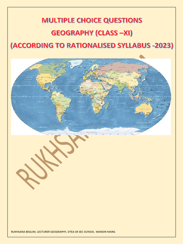 Multiple Choice Questions, Geography (For Xi Class) | PDF | Atmosphere ...