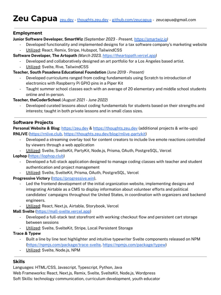 Capua_Resume | PDF | Computing | Software Engineering