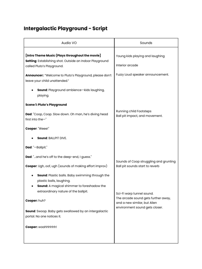 Intergalactic Playground - Script | PDF