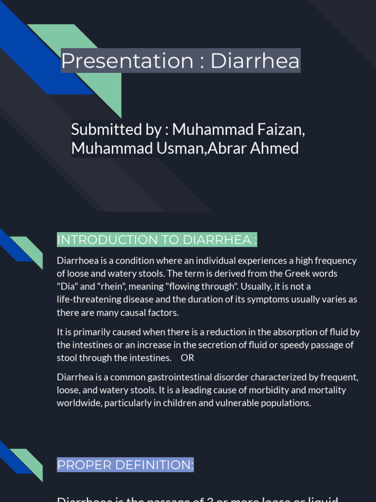 Diarrhea Presentation | PDF | Diarrhea | Diseases And Disorders