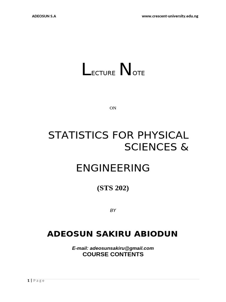 Statistics in Physical Sciences & Engineering | PDF | Statistics | Mode ...