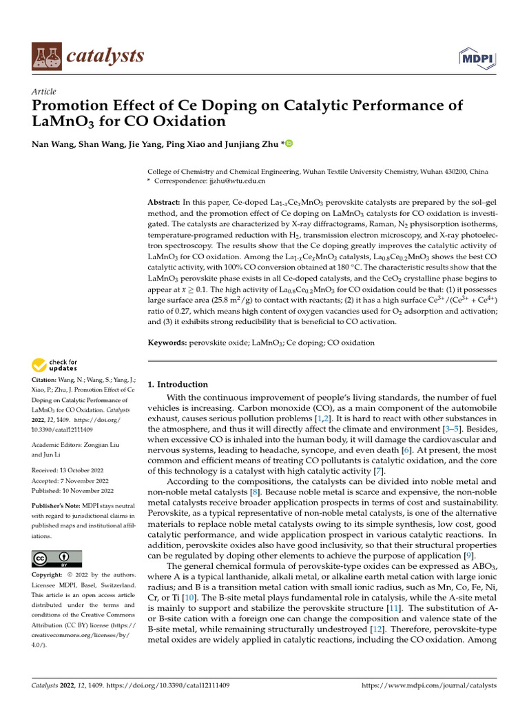 catalysts-12-01409-v2 | PDF | Catalysis | Metals