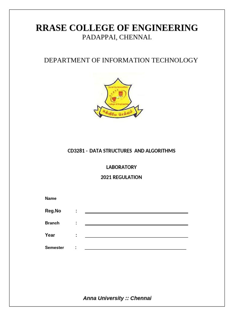 CD3291 (1) | PDF | Queue (Abstract Data Type) | Algorithms And Data Structures