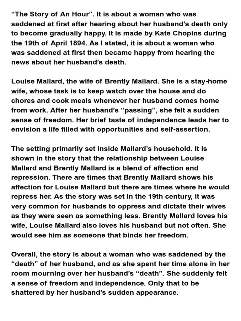 Analysis of Story of An Hour | PDF