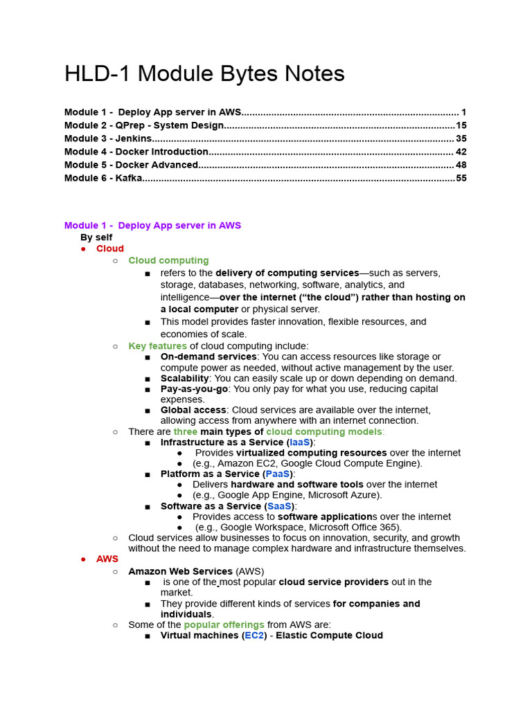 HLD-1 Module Bytes Notes | PDF | Cloud Computing | Secure Shell