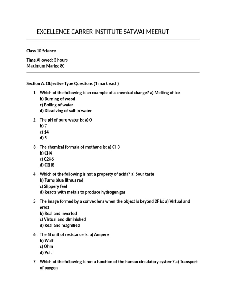 ECI C10 SCIENCE P1 | PDF | Acid | Hydroxide