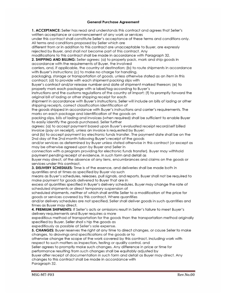 1. GENERAL PURCHASE AGREEMENT | PDF