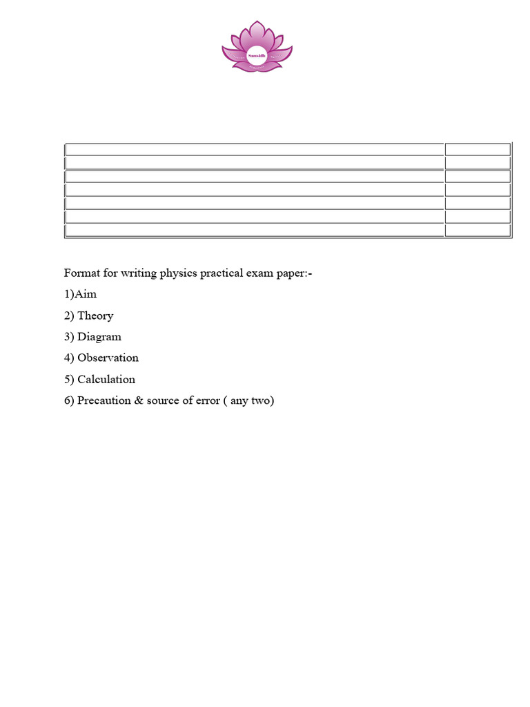 Physics Practical Format | PDF