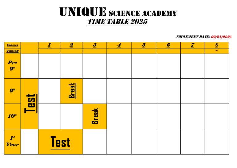 9th Class Time Table 2025 | PDF