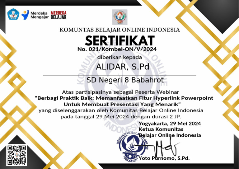 ALIDAR Sertifikat Hyperlink | PDF