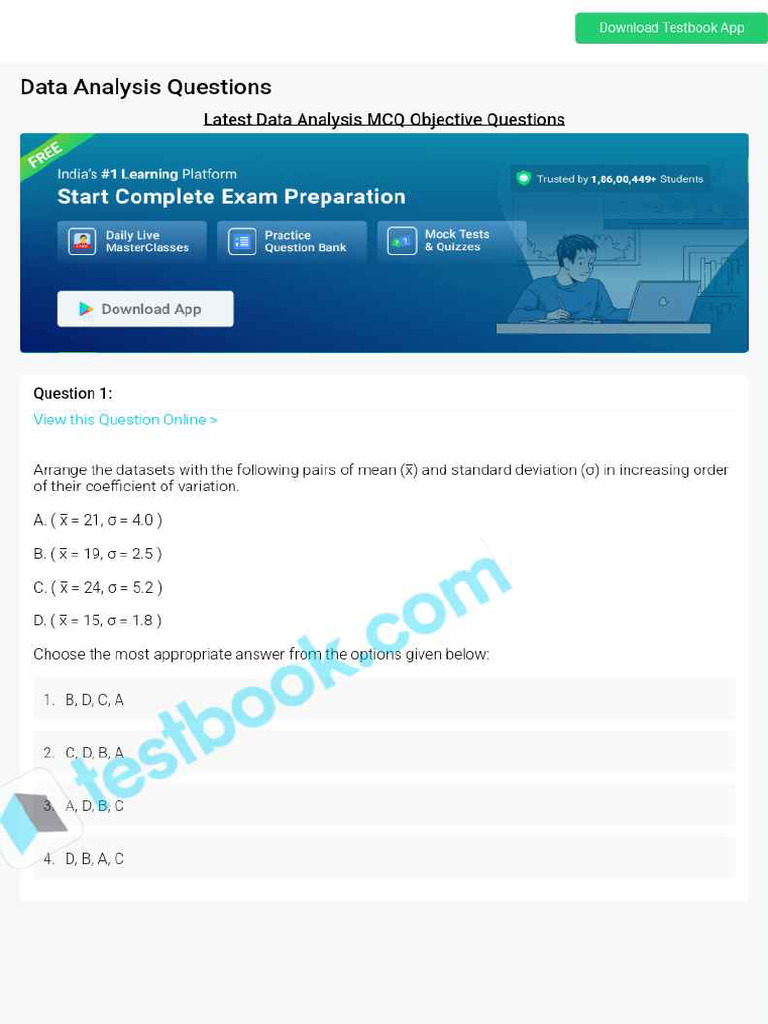MCQ On Data Analytics | PDF