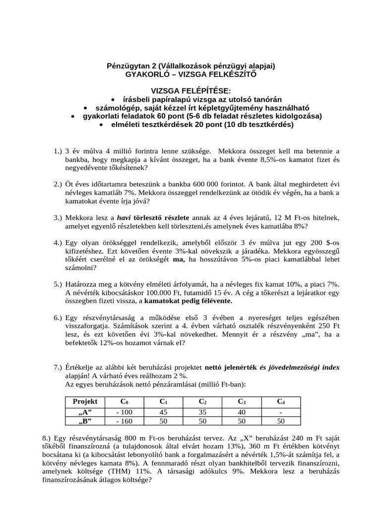 Gyakorláshoz - Vizsga Felkészüléshez | PDF