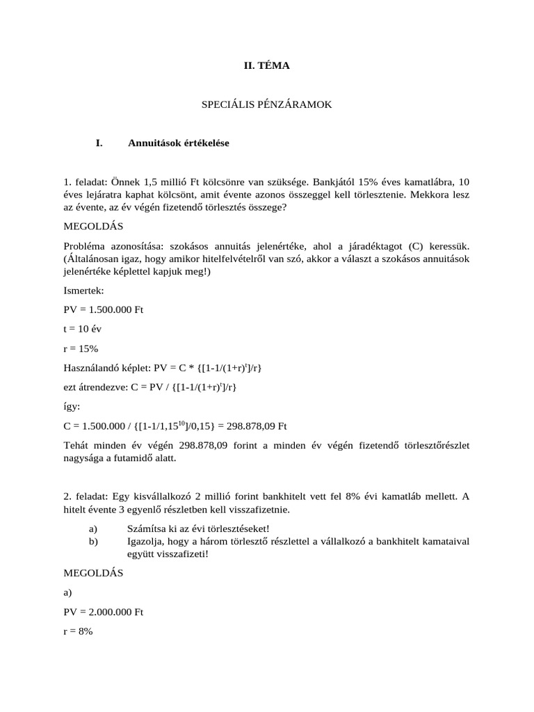 TEMA2_GYAKORLO FELADATOK_MEGOLDÁSSAL | PDF