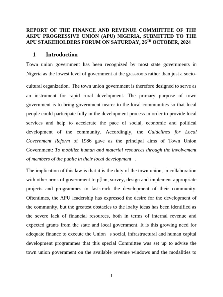 Report of Finance and Revenue Committee of The APU | PDF | Mining ...